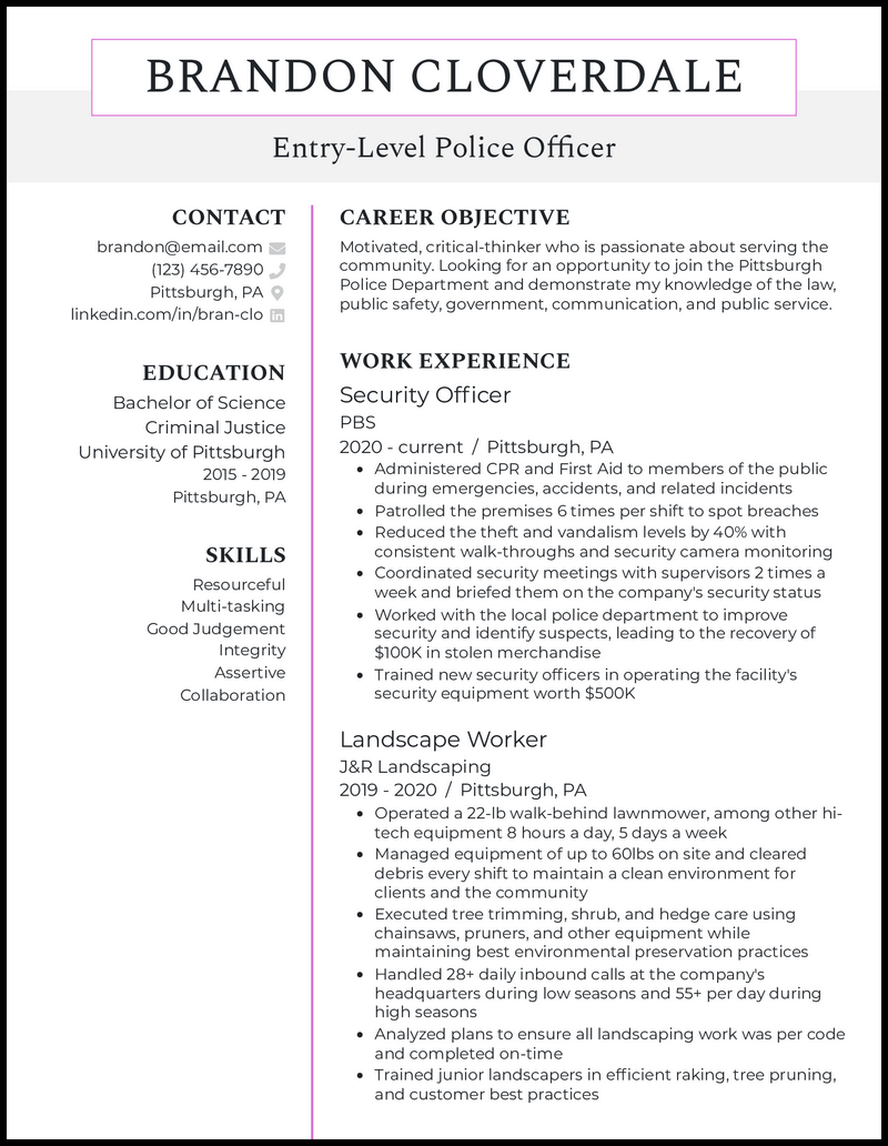 11 Real Police Officer Resume Examples That Worked in 2024
