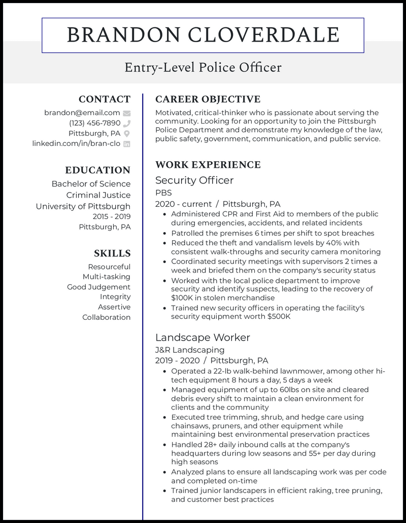 11 Real Police Officer Resume Examples That Worked in 2024