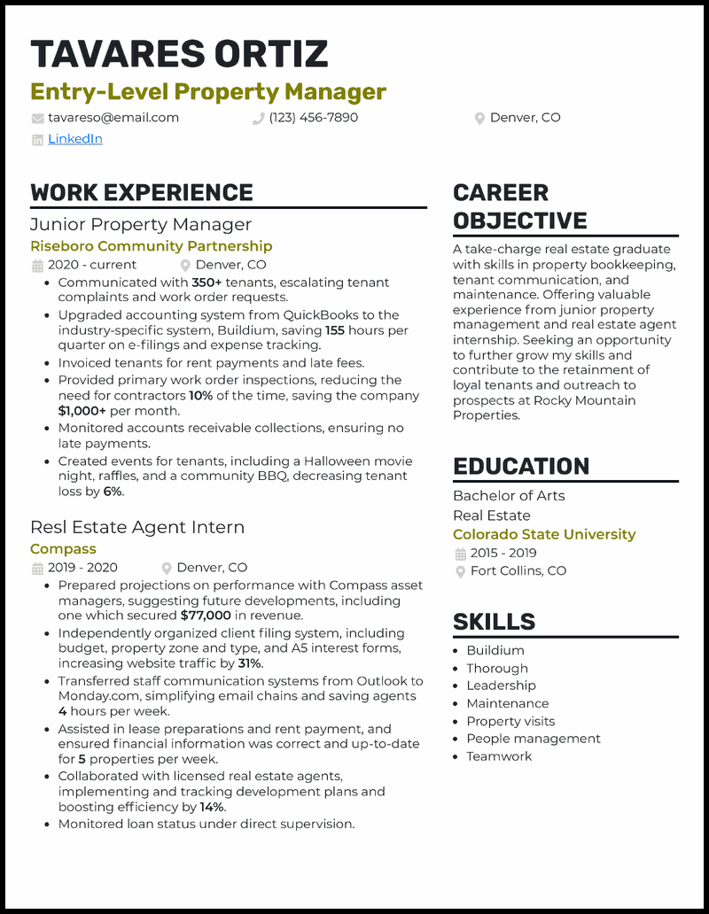11 Property Manager Resume Templates & Examples for 2025