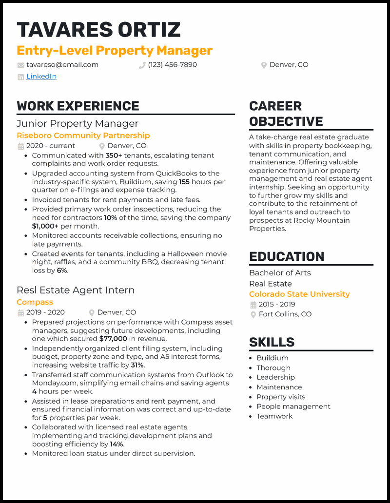 11 Property Manager Resume Templates & Examples for 2025