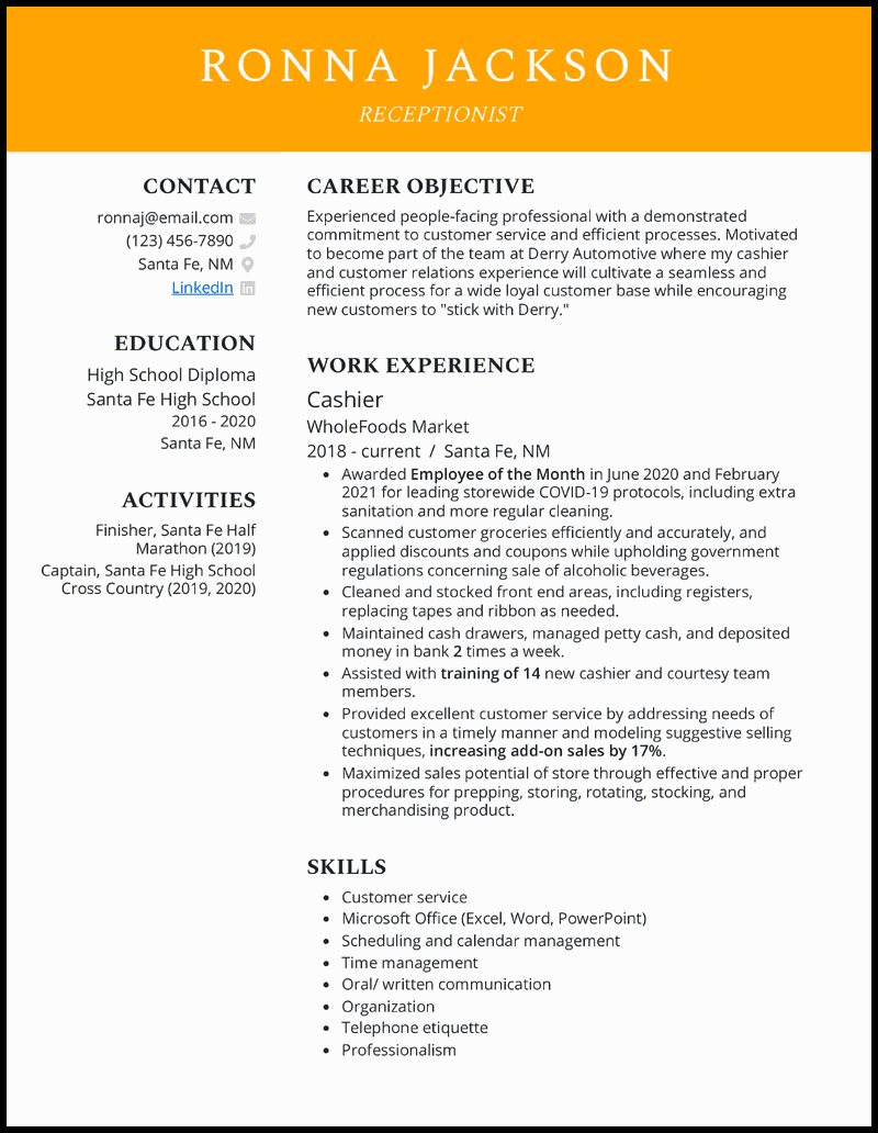 9 Receptionist Resume Examples [& Templates]