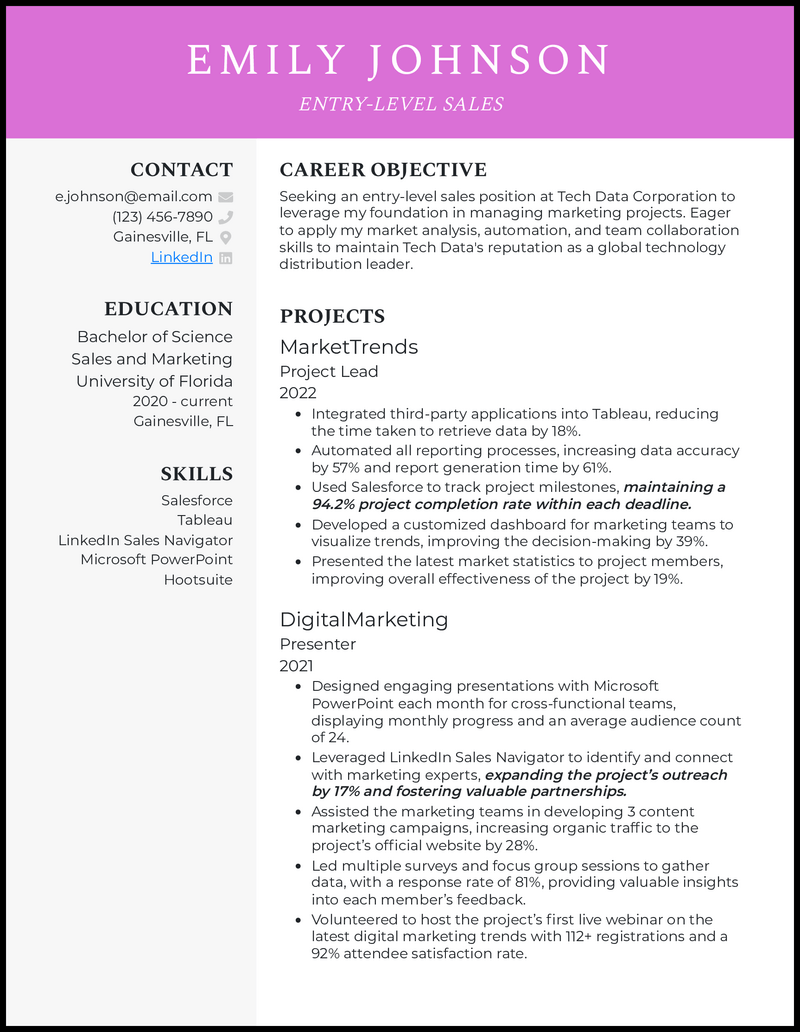 5 Entry-Level Sales Resume Examples [& Templates]