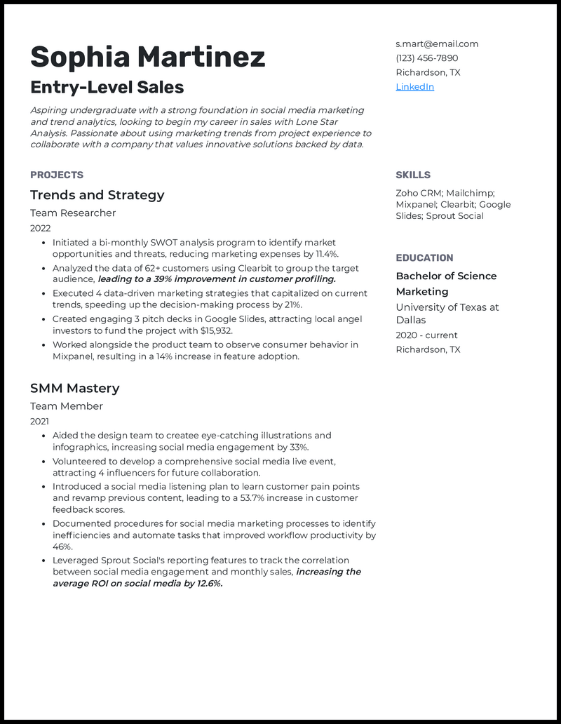 5 Entry-Level Sales Resume Examples [& Templates]