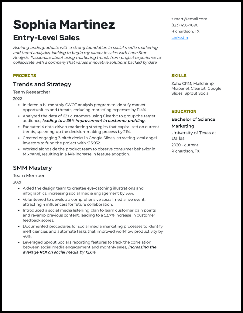 5 Entry-Level Sales Resume Examples [& Templates]