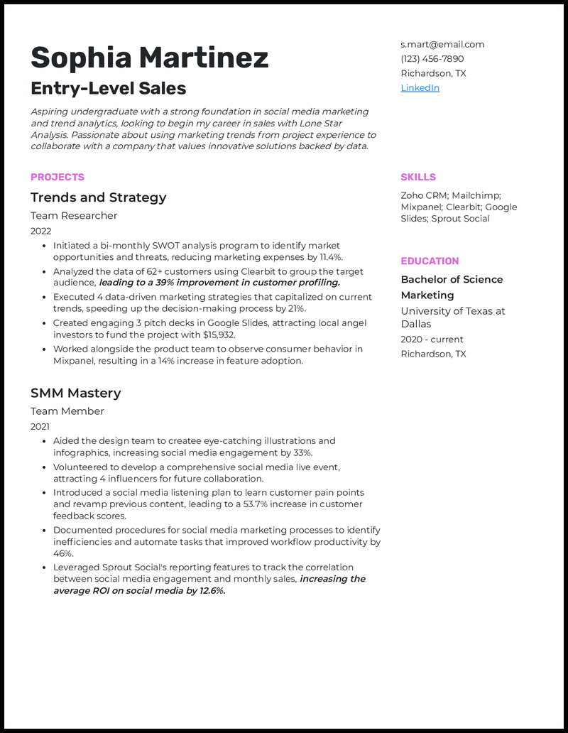 5 Entry-Level Sales Resume Examples [& Templates]