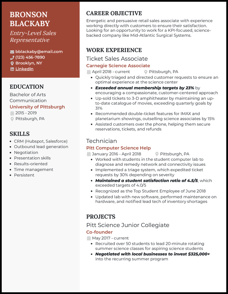 5 Entry-Level Sales Resume Examples [& Templates]