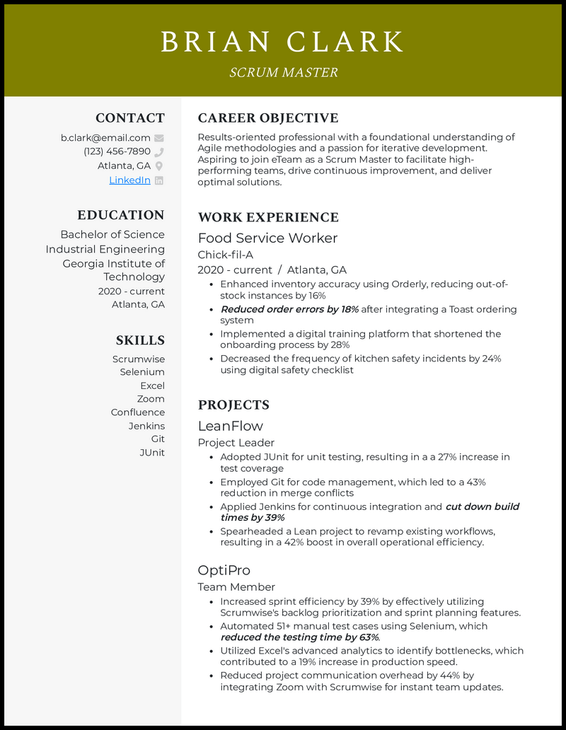 5 Entry-Level Scrum Master Resume Templates & Examples for 2025