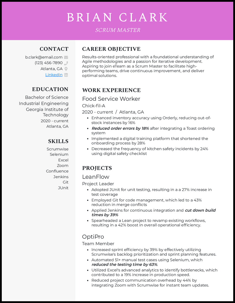 5 Entry-Level Scrum Master Resume Templates & Examples for 2025