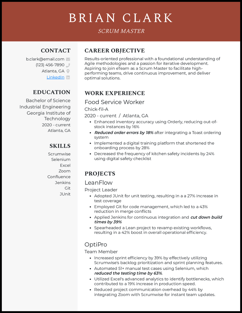 5 Entry-Level Scrum Master Resume Templates & Examples for 2025
