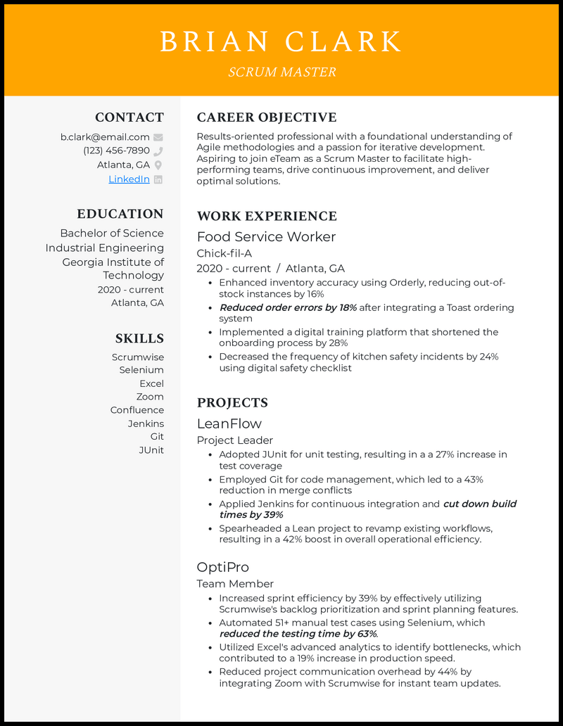 5 Entry-Level Scrum Master Resume Templates & Examples for 2025