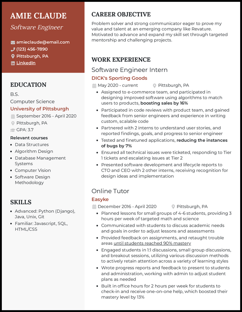 5 Entry-Level Software Engineer Resume Samples in 2024