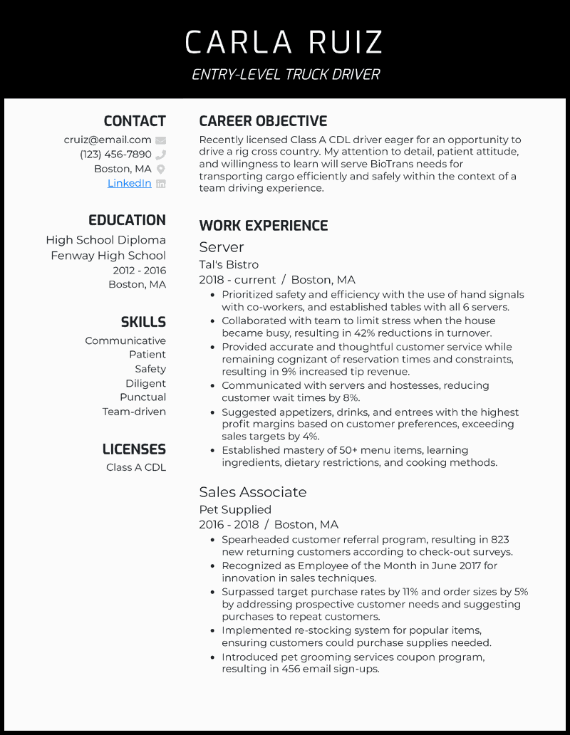 13 Real Truck Driver Resume Examples That Worked in 2025
