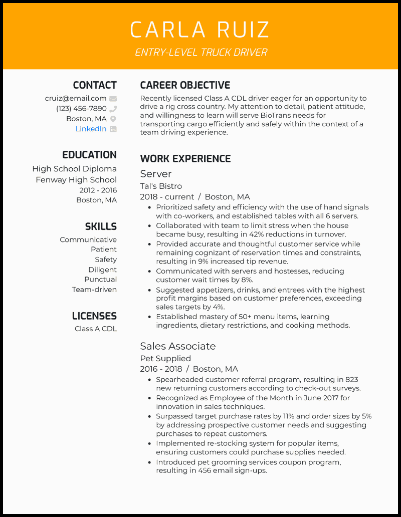 13 Real Truck Driver Resume Examples That Worked in 2025