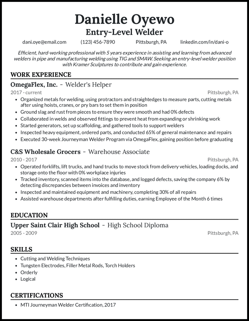 9 Welder Resume Examples Built for 2024