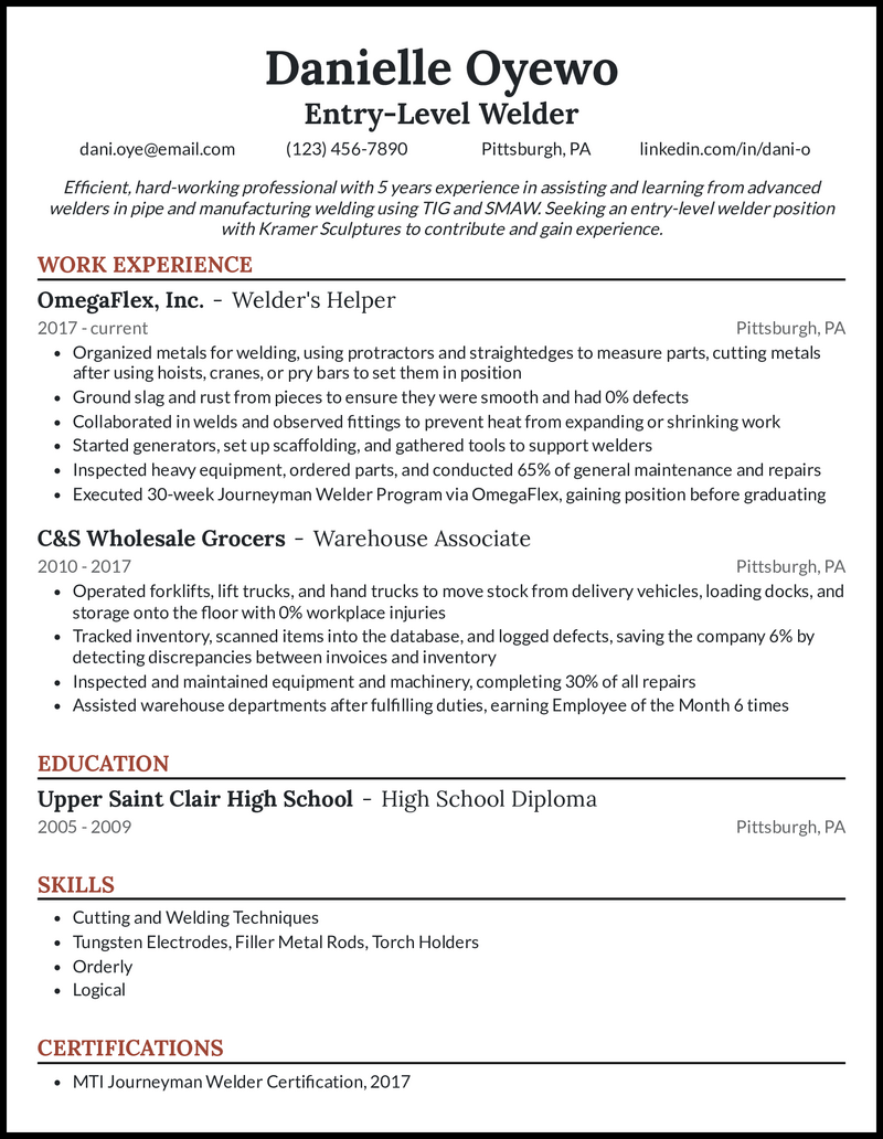 9 Welder Resume Examples Built for 2024