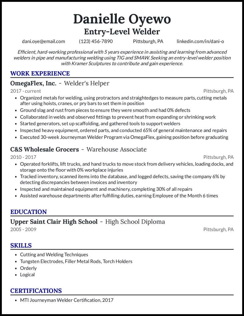 9 Welder Resume Examples Built for 2024