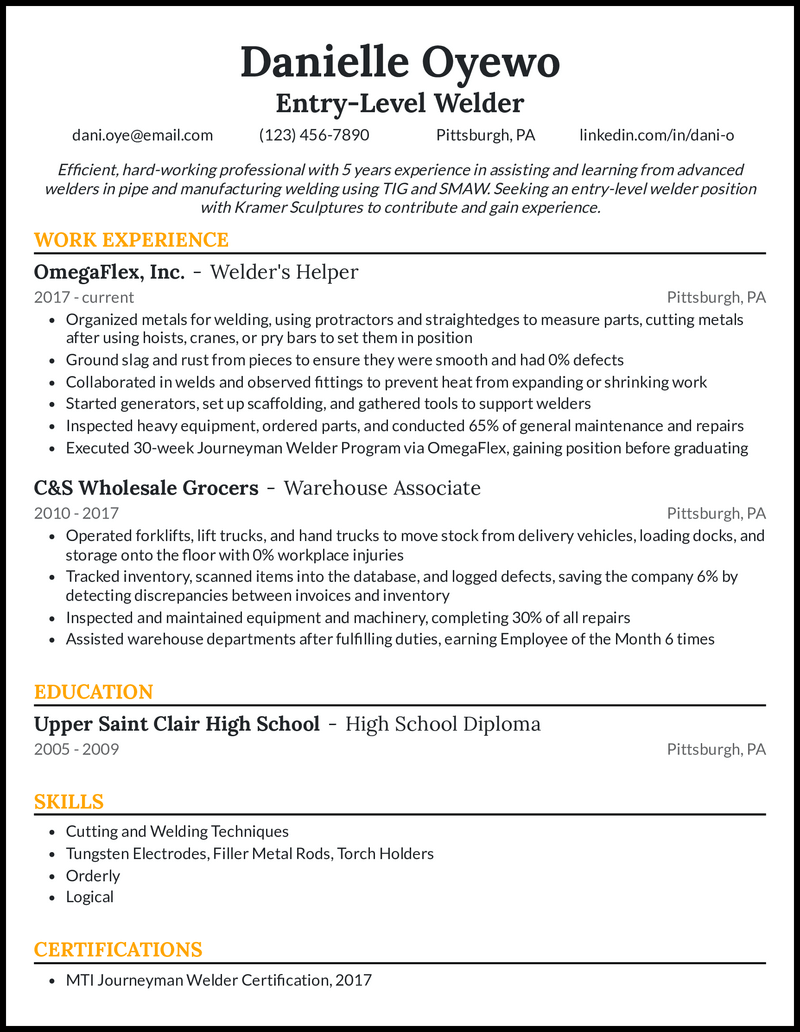 9 Welder Resume Examples Built for 2024