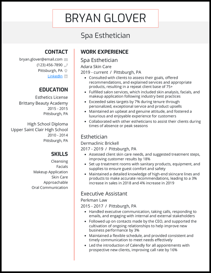 13 Esthetician Resume Examples That Work in 2025