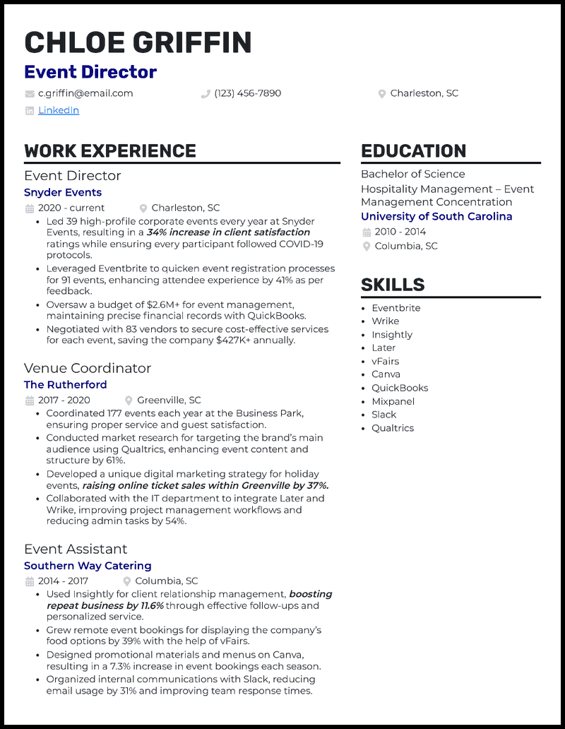 11 Event Planner Resume Examples for 2025