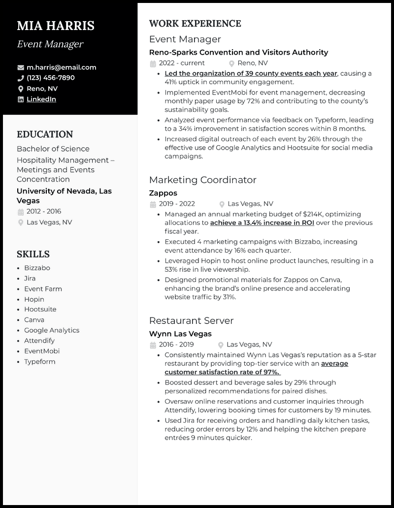 11 Event Planner Resume Examples for 2025