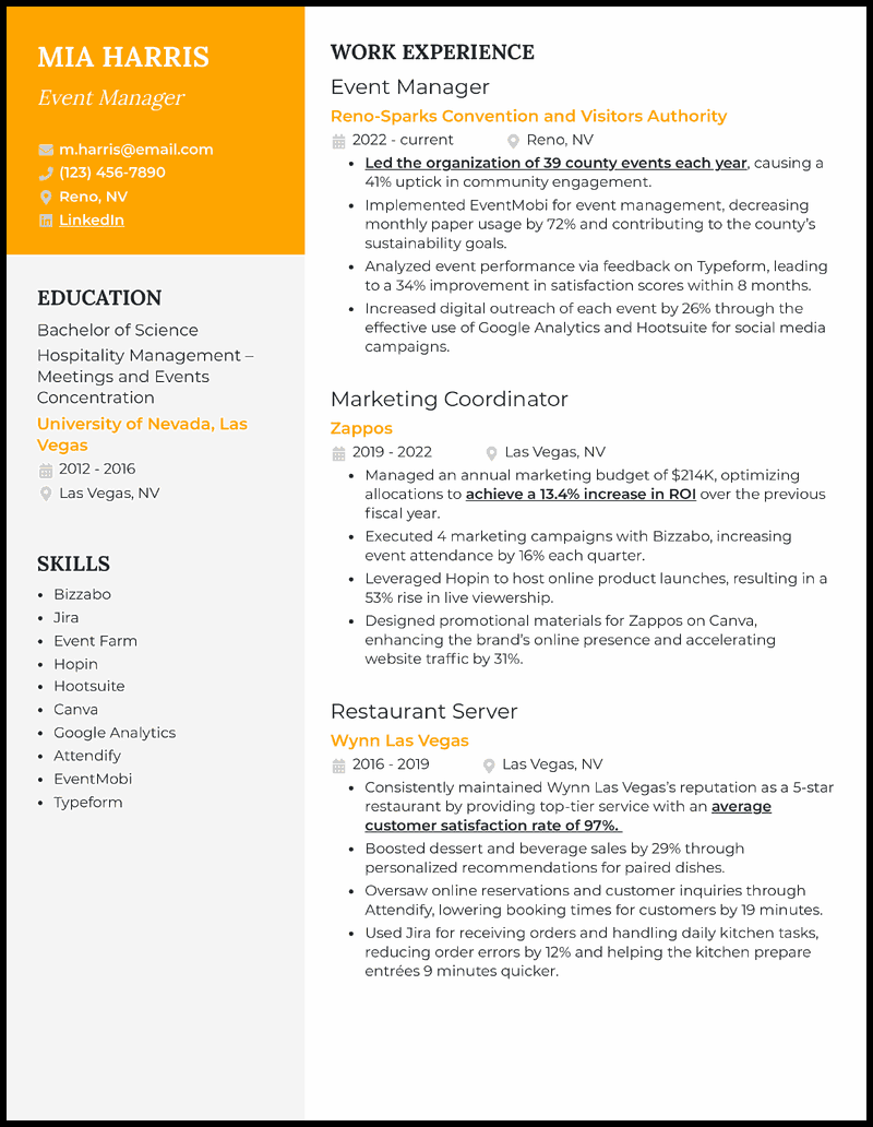 11 Event Planner Resume Examples for 2025