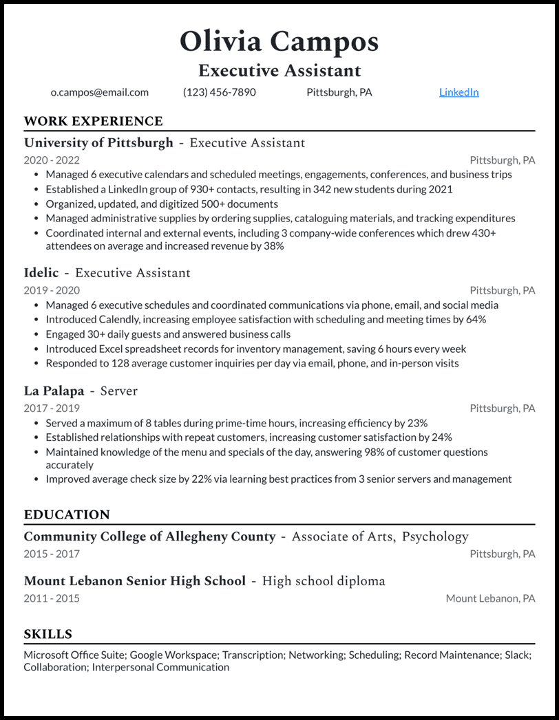 16 Executive Assistant Resume Examples for 2024