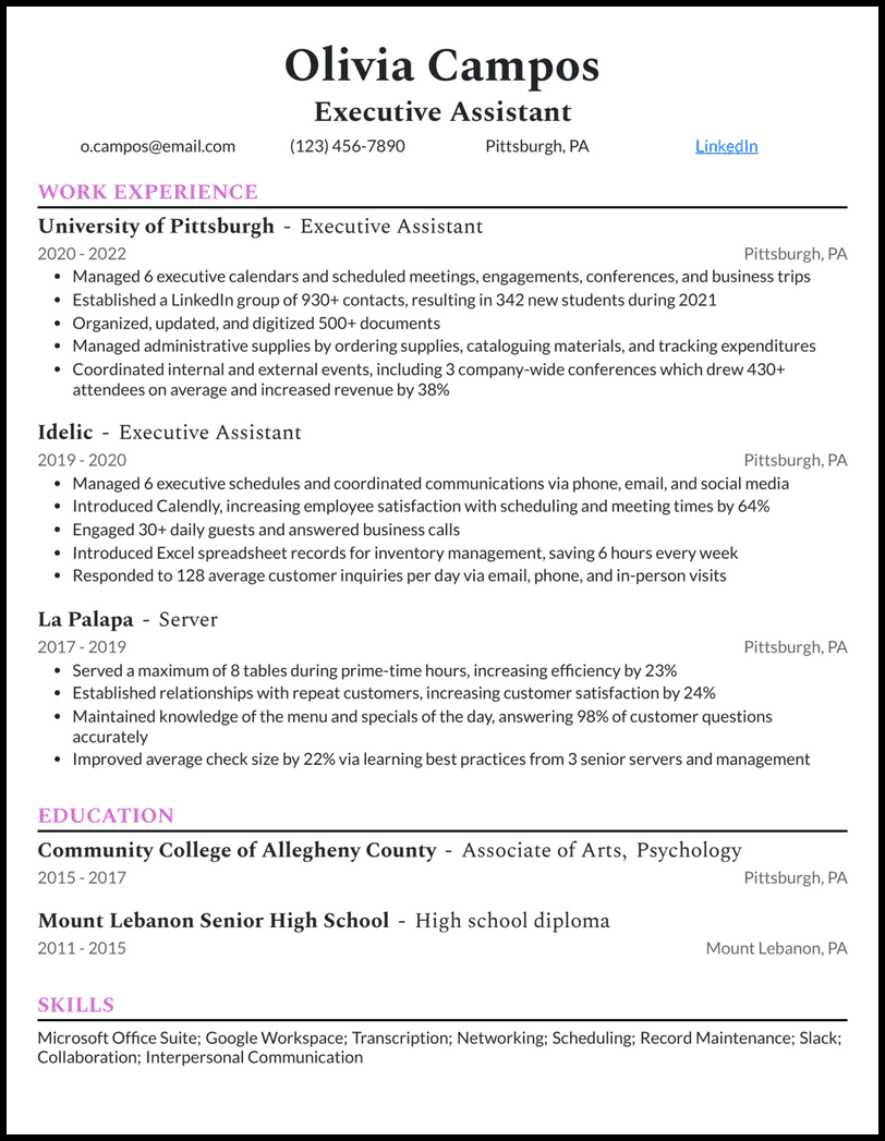 16 Executive Assistant Resume Examples for 2024