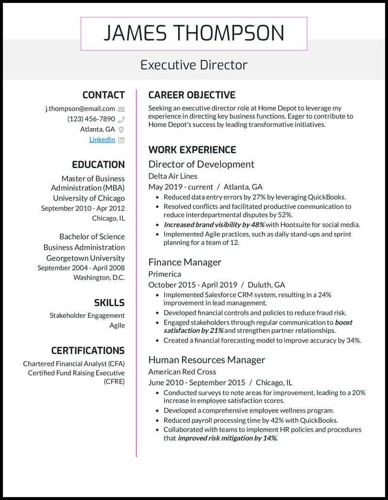 19 Executive Resume Examples That Got the Job in 2025