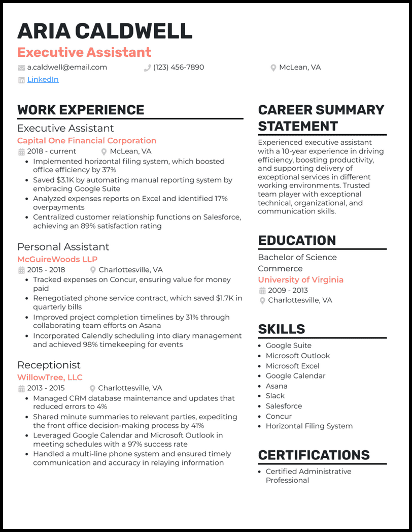 16 Executive Assistant Resume Examples for 2024