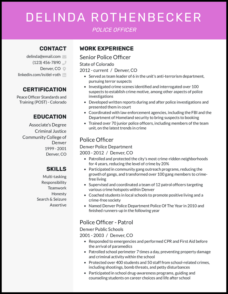 11 Real Police Officer Resume Examples That Worked in 2024