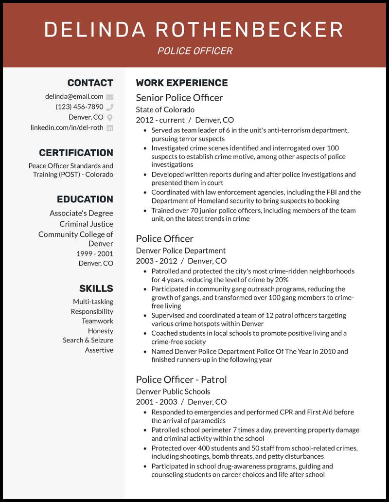 11 Real Police Officer Resume Examples That Worked in 2024