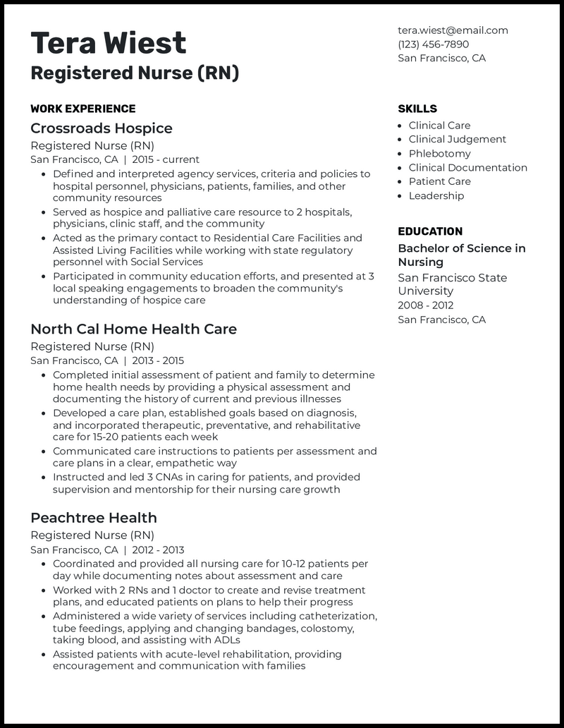 11 Registered Nurse (RN) Resume Examples for 2025