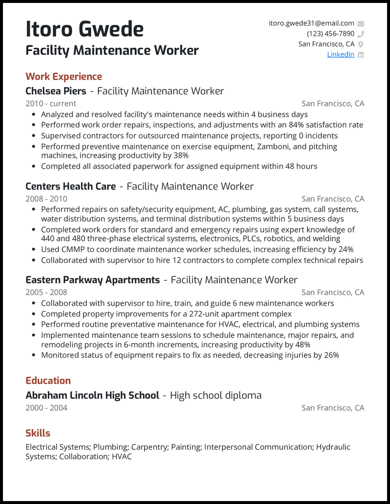 7 Maintenance Worker Resume Examples that Work in 2026