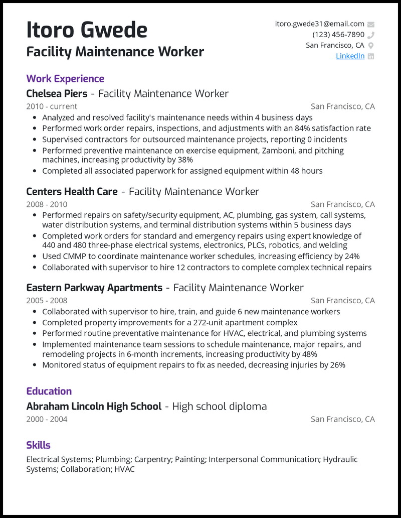 7 Maintenance Worker Resume Examples That Work In 2025