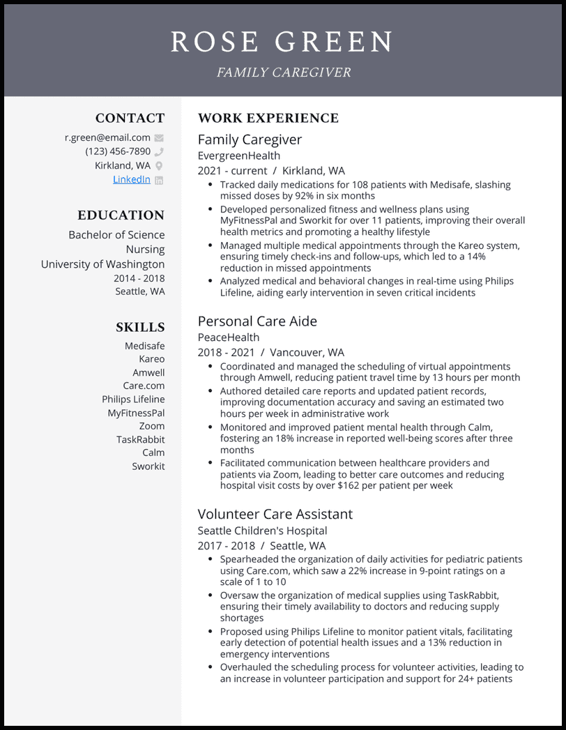 11 Caregiver Resume Examples Proven to Work in 2025