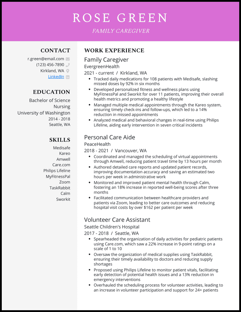 11 Caregiver Resume Examples Proven to Work in 2025