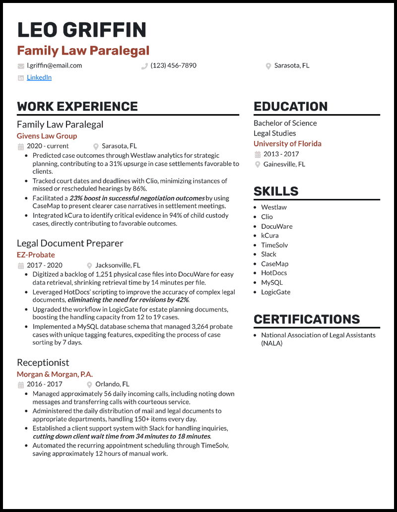 13 Paralegal Resume Examples That Work in 2025