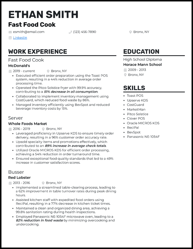 7 Cook Resume Examples [& Templates]