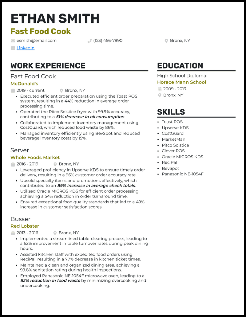 7 Cook Resume Examples [& Templates]