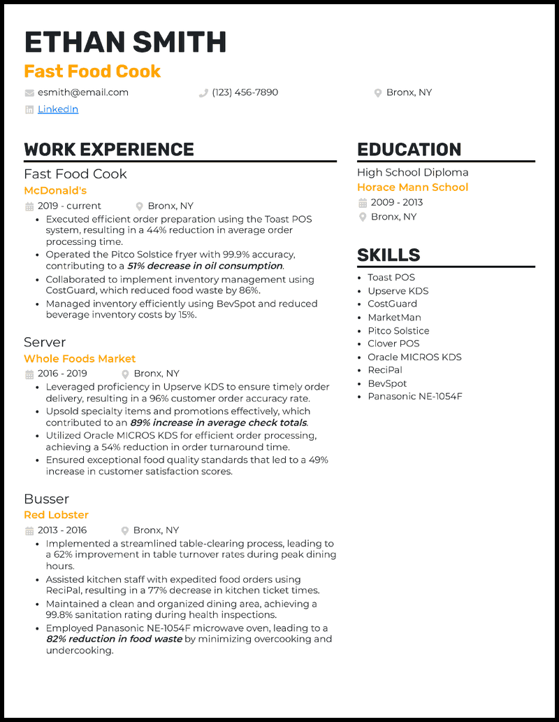 7 Cook Resume Examples [& Templates]
