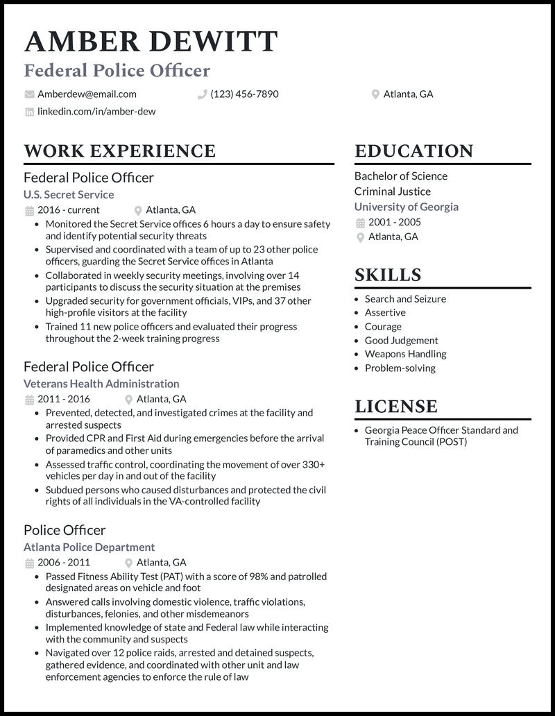 11 Real Police Officer Resume Examples That Worked in 2024