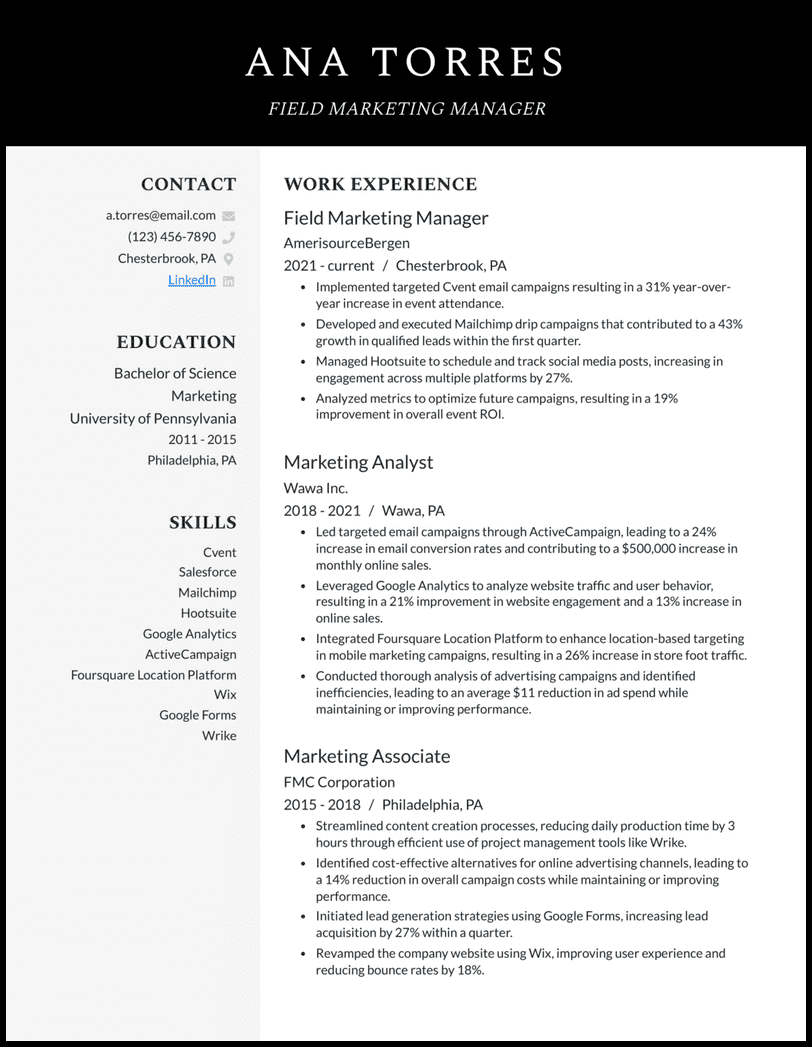 27 Marketing Manager Resume Examples for 2025