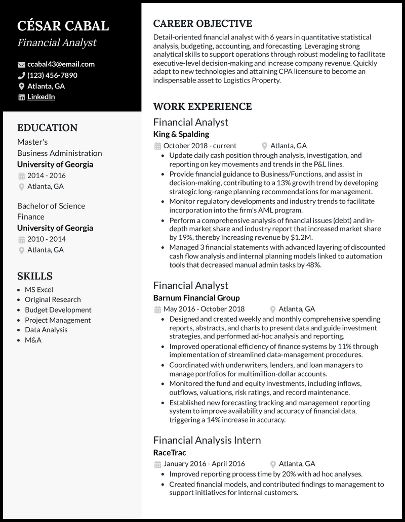 11 Real Financial Analyst Resume Examples That Worked in 2024