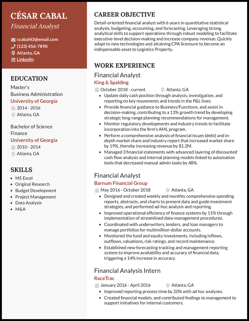 11 Real Financial Analyst Resume Examples That Worked in 2024