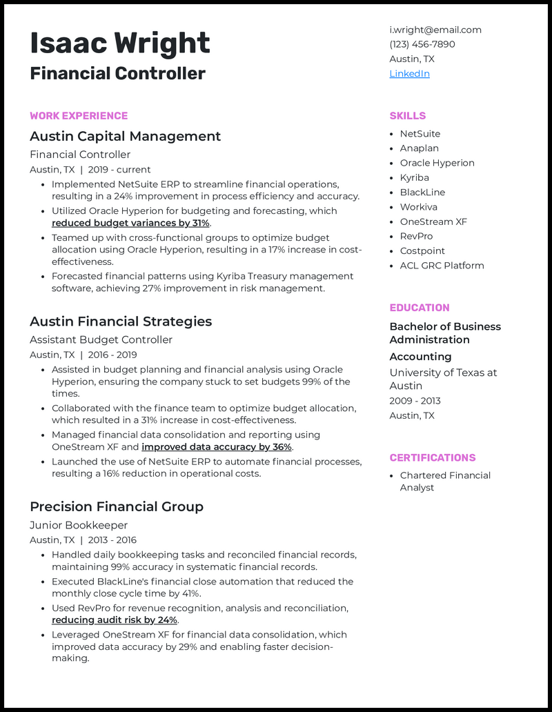 5 Controller Resume Examples [& Templates]