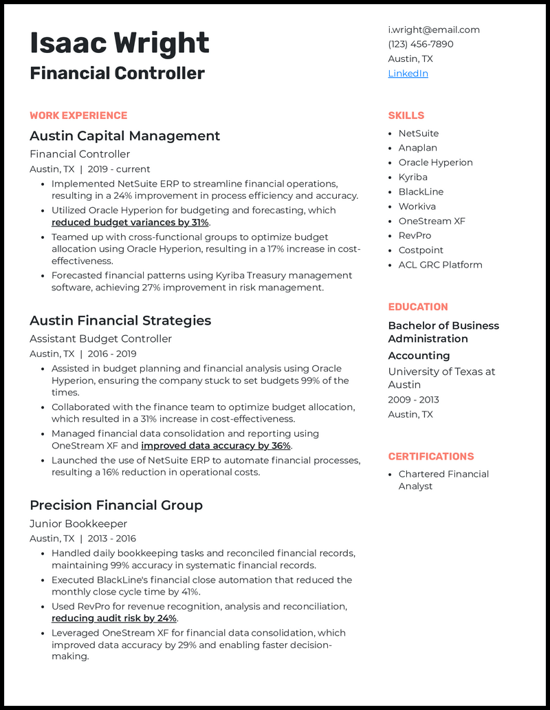 5 Controller Resume Examples [& Templates]