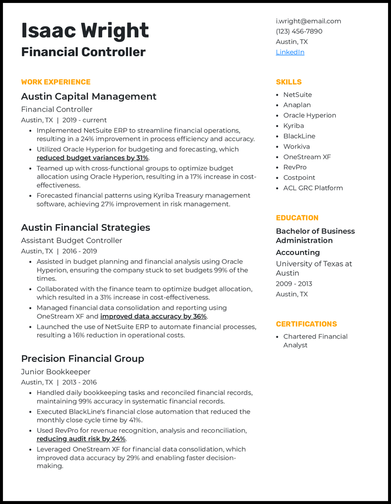 5 Controller Resume Examples [& Templates]