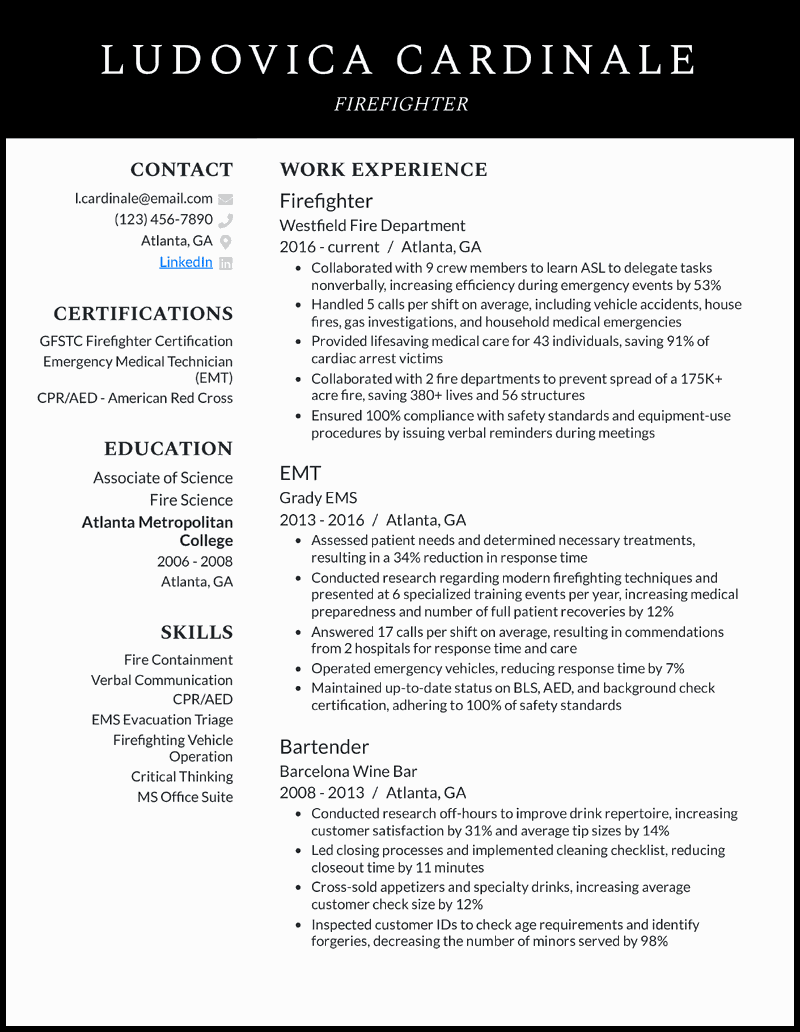 7 Firefighter Resume Examples [& Templates]