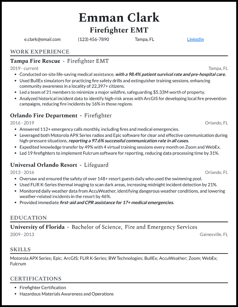 7 Firefighter Resume Examples [& Templates]