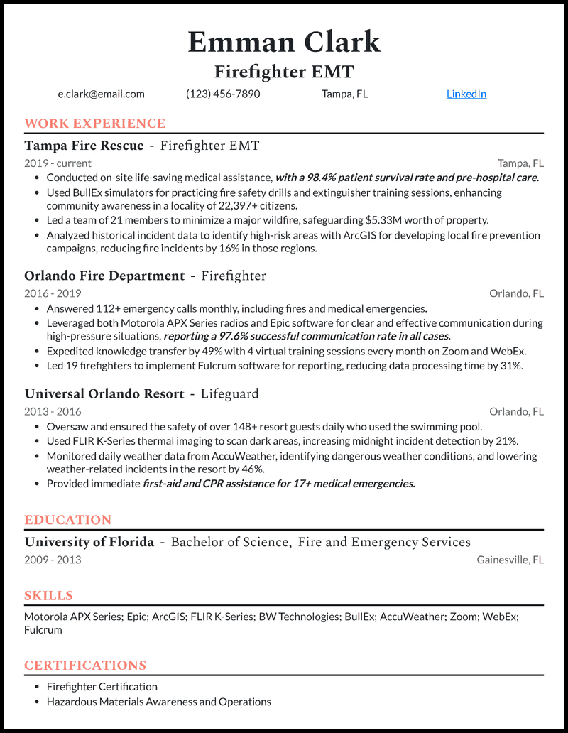 7 Firefighter Resume Examples [& Templates]